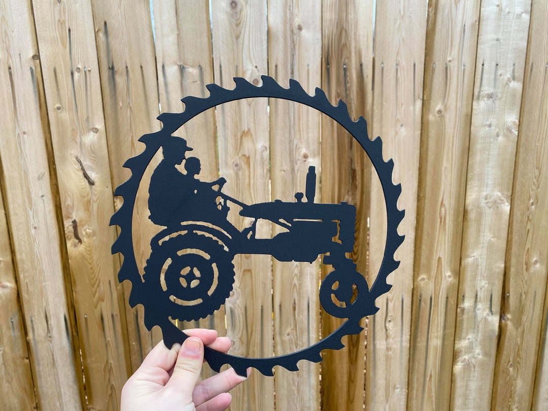 Metal Tractor Sawblade - Father & Son Tractor Sign - Farmer Metal ...