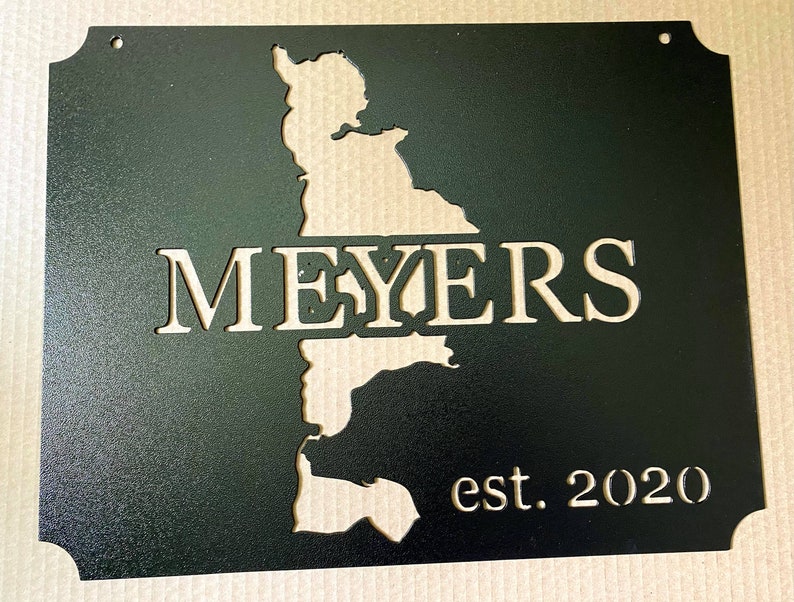 Custom Lake Outline Metal Art - Lake Sihloutte Sign - Metal Lake Sign ...