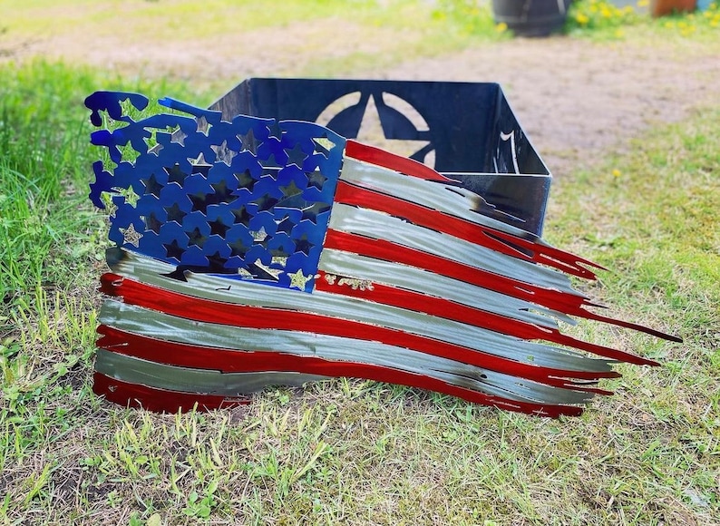 Tattered American Flag - Metal, Aluminum Flag - Exterior / Interior ...