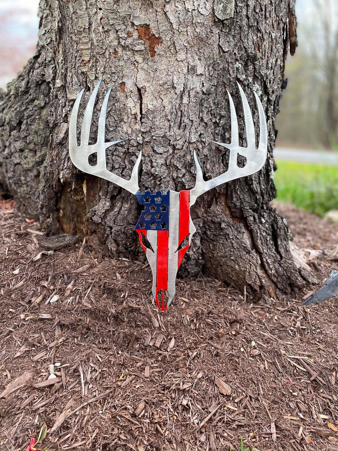 Deer Scull Wall Hanging Metal Deer Decor USA Metal Flag | Etsy
