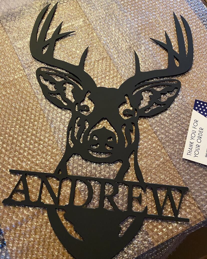 Whitetail Buck Monogram Personalized Metal Deer Last Name - Etsy