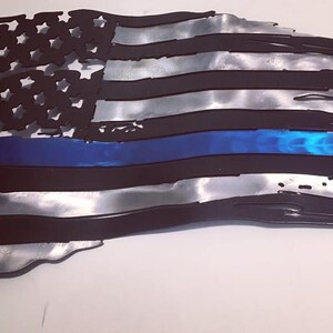 Thin Blue Line Tattered American Flag - Thin Red Line - American Flag ...