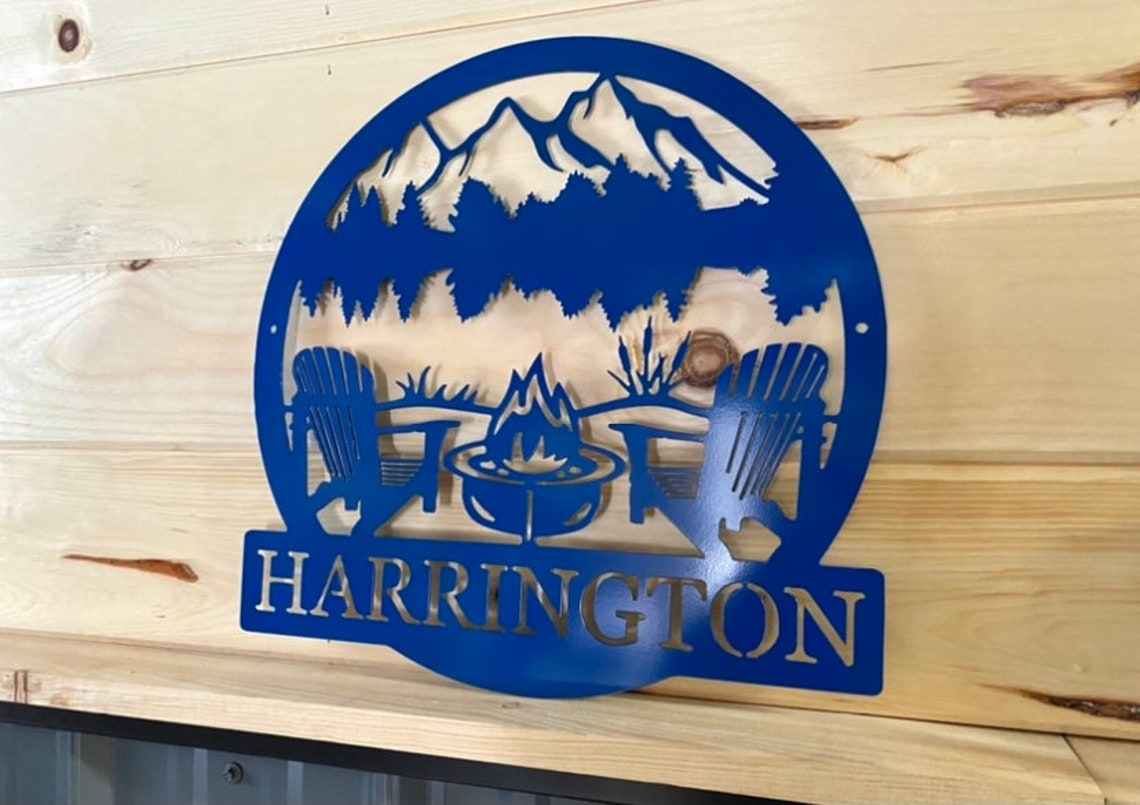 Personalized Metal Lake Sign -lake Scene Metal Sign - Metal Monogram ...