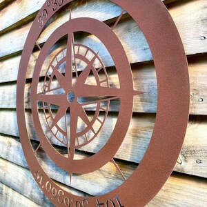Personalized Compass Metal Sign - Custom Coordinates Sign - Nautical ...