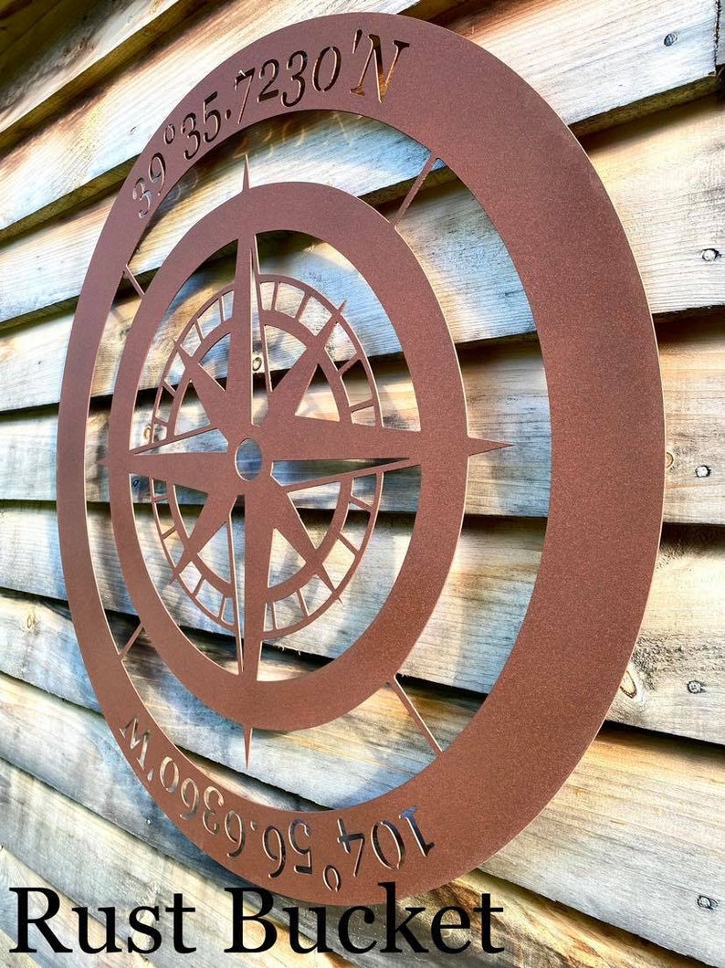 Personalized Compass Metal Sign Custom Coordinates Sign - Etsy