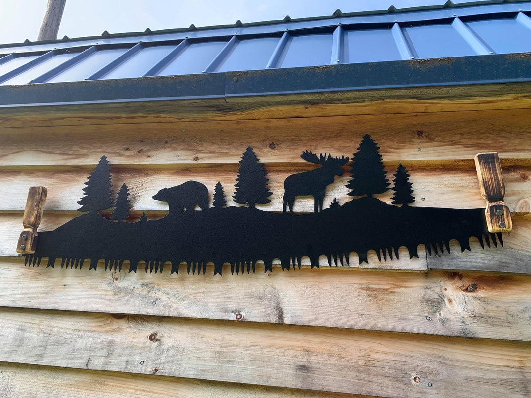 Wildlife Scene Cross Cut Saw With Hand Widdled Handles - Crosscut Saw ...