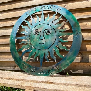 Personalized Metal Sun Compass Custom Coordinates Sign - Etsy