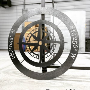 Personalized Compass Metal Sign - Custom Coordinates Sign - Nautical ...