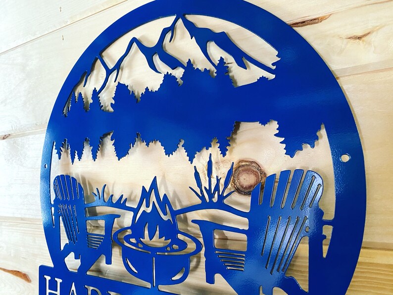 Personalized Metal Lake Sign -lake Scene Metal Sign - Metal Monogram ...