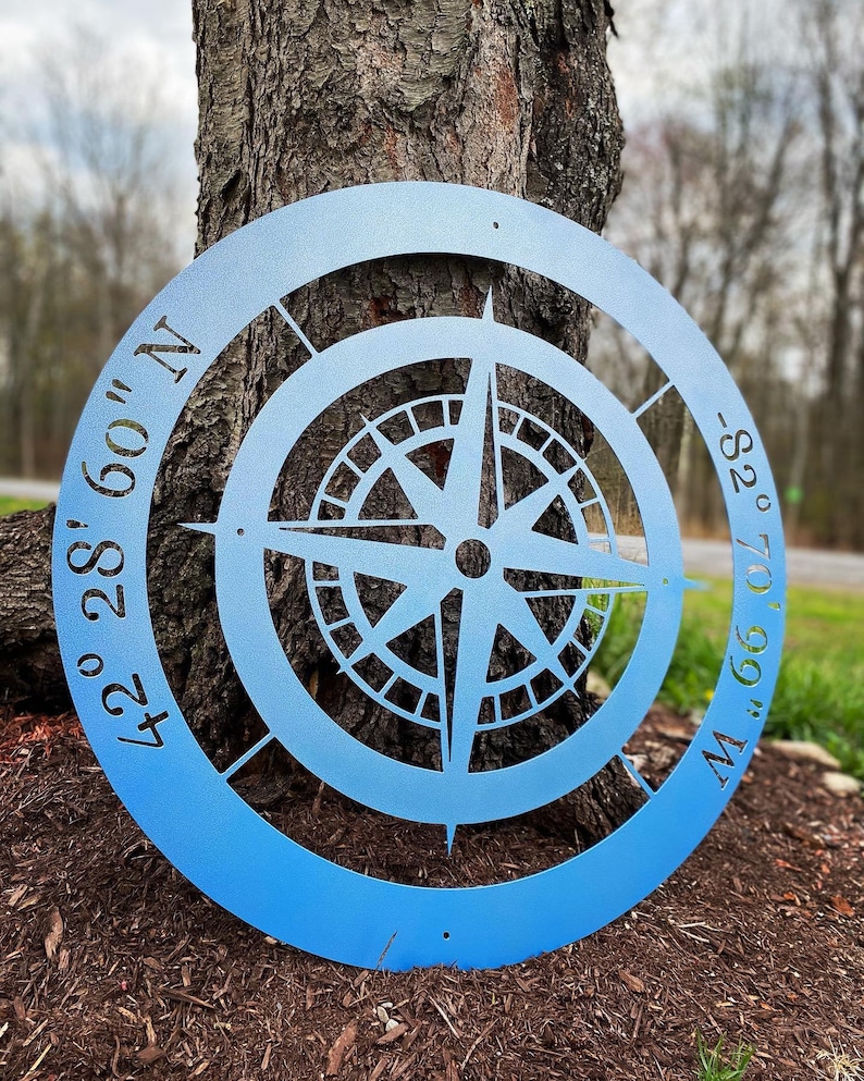 Personalized Compass Metal Sign Custom Coordinates Sign - Etsy