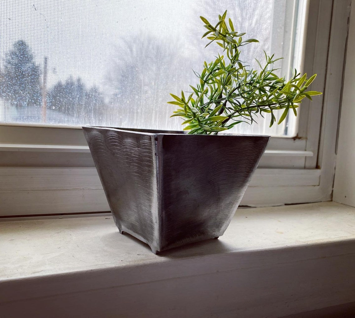 Steel Planter Box - Metal Flower Pot -modern Steel Planter -small ...