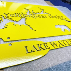 Custom Lake Outline Metal Art - Lake Sihloutte Sign - Metal Lake Sign ...