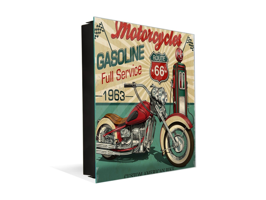 Decorative Key Box With Magnetic Glass Board: Route 66 Poster - Etsy