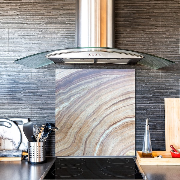 Tempered Glass Backsplash Behind Stove
