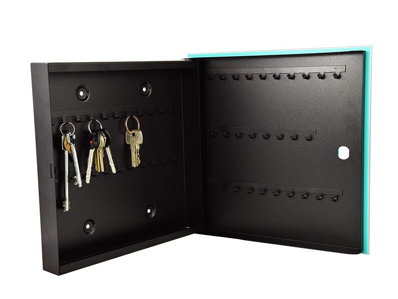 50 Keys Cabinet With Decorative Front Panel and Glass White - Etsy