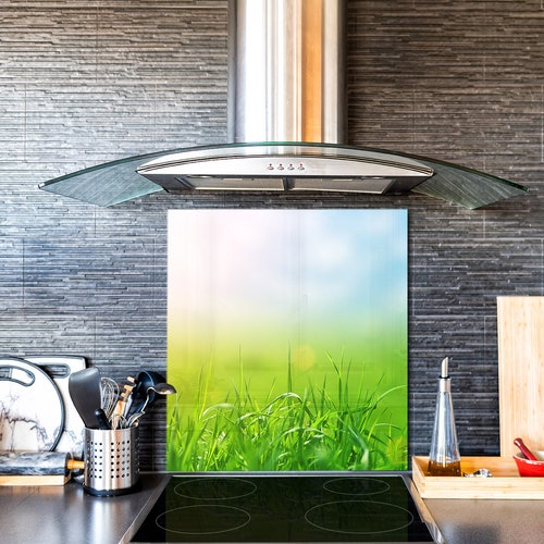 Glass Kitchen Backsplash Tempered Glass Splashback Photo - Etsy