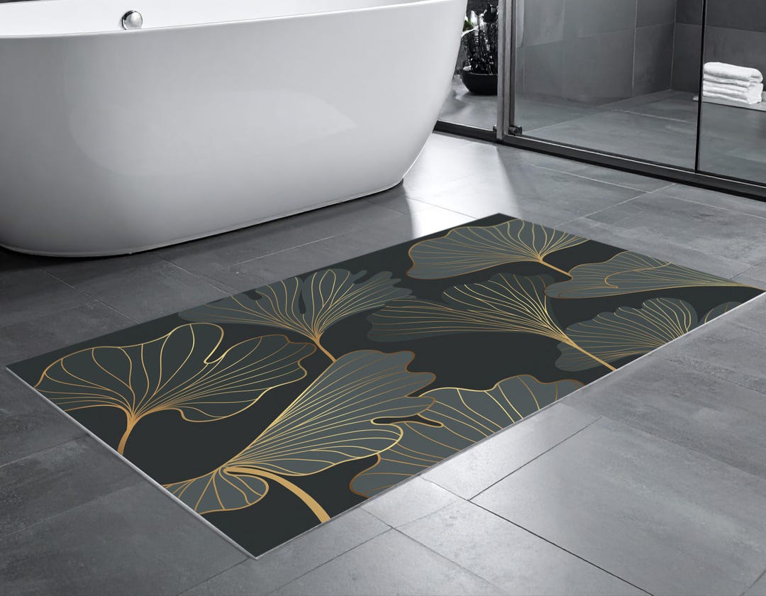 Floral Art Deco PVC Bath Mat – Water-resistant, Non-slip - Etsy