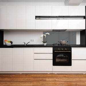 Wide-format Glass Kitchen Panel With and W/o Stainless Steel Metal Back ...