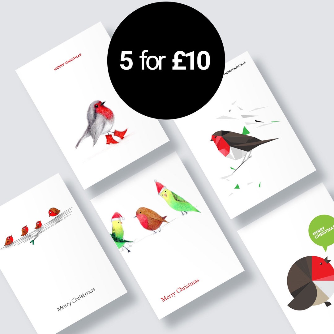 Robin Christmas Card Pack Merry Christmas Cards Cute Robin - Etsy UK