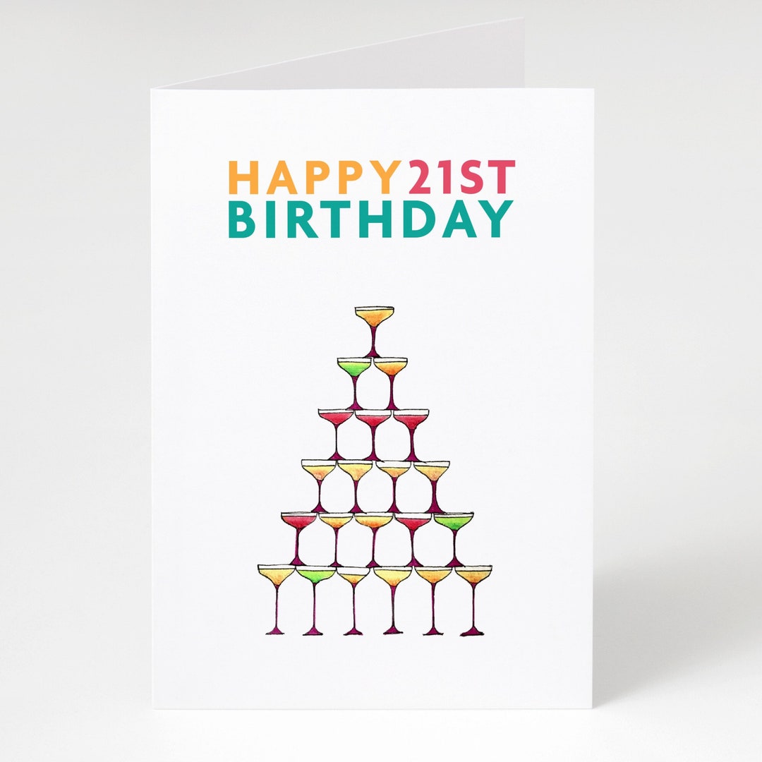Happy 21st Birthday Card Birthday Cocktails Age 21 Birthday Card ...