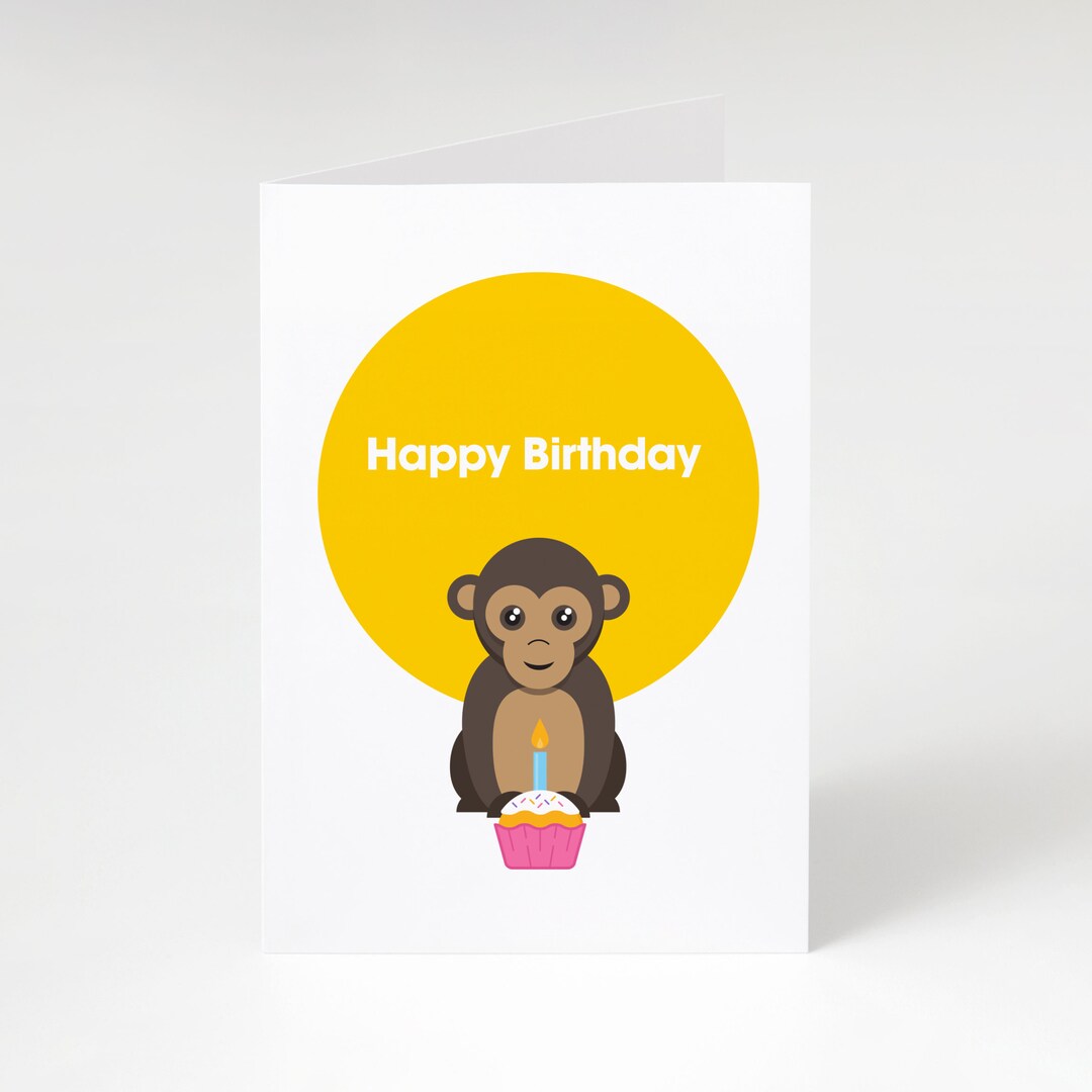 Monkey Birthday Card Happy Birthday Card Kids Birthday Card Happy ...