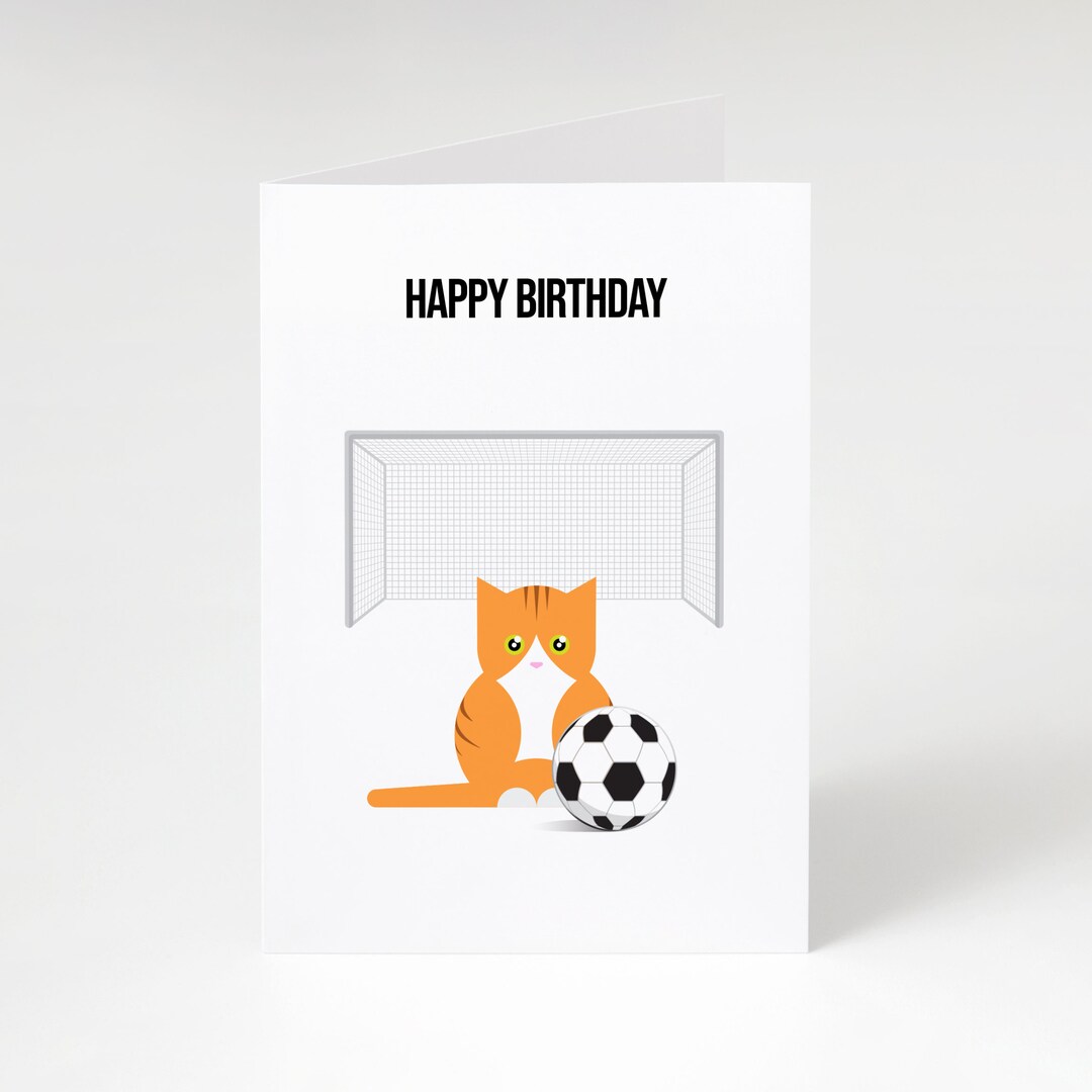 Happy Birthday Football Ginger Cat Football Birthday Card - Etsy