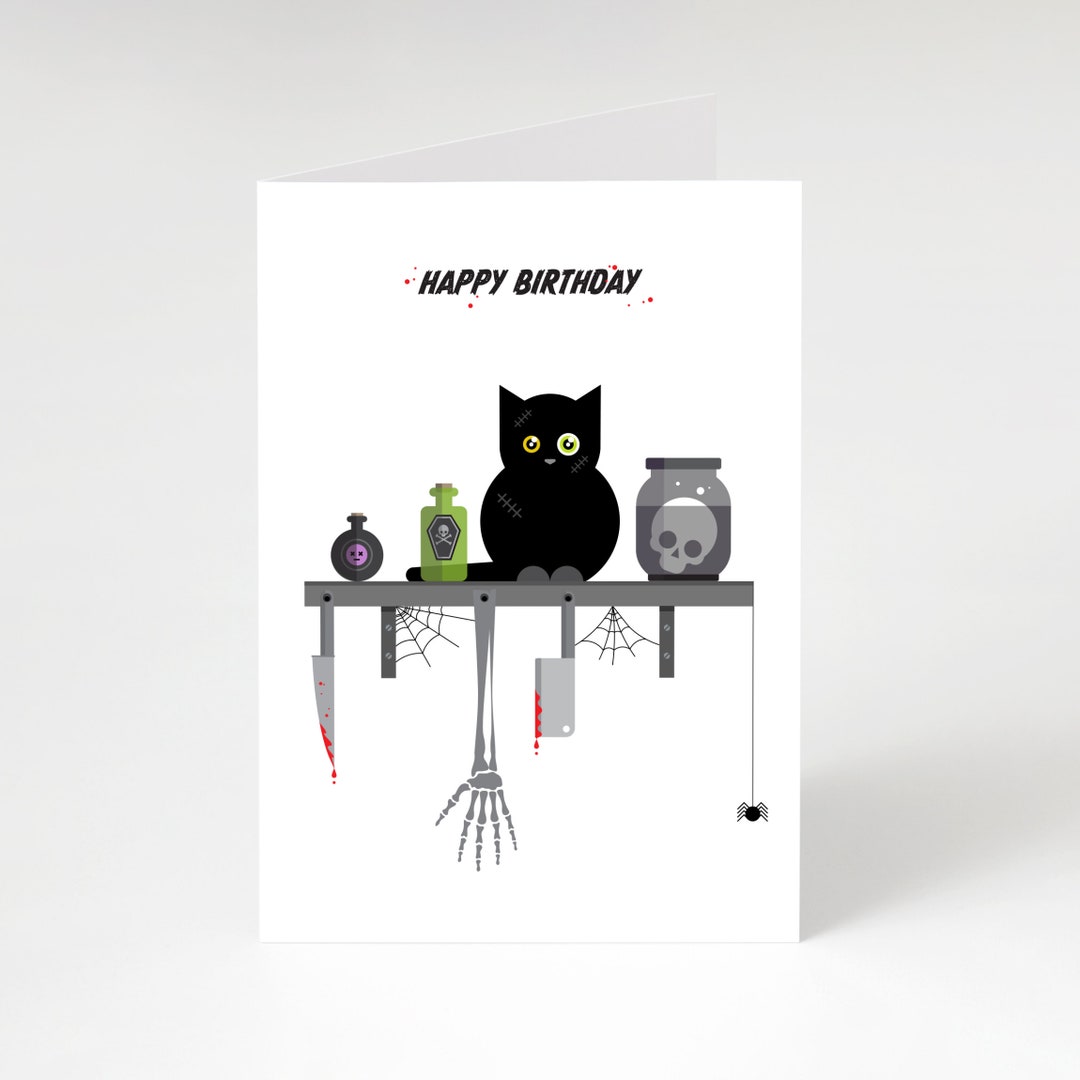 Serial Killer Cat | Happy Birthday Card - Etsy UK