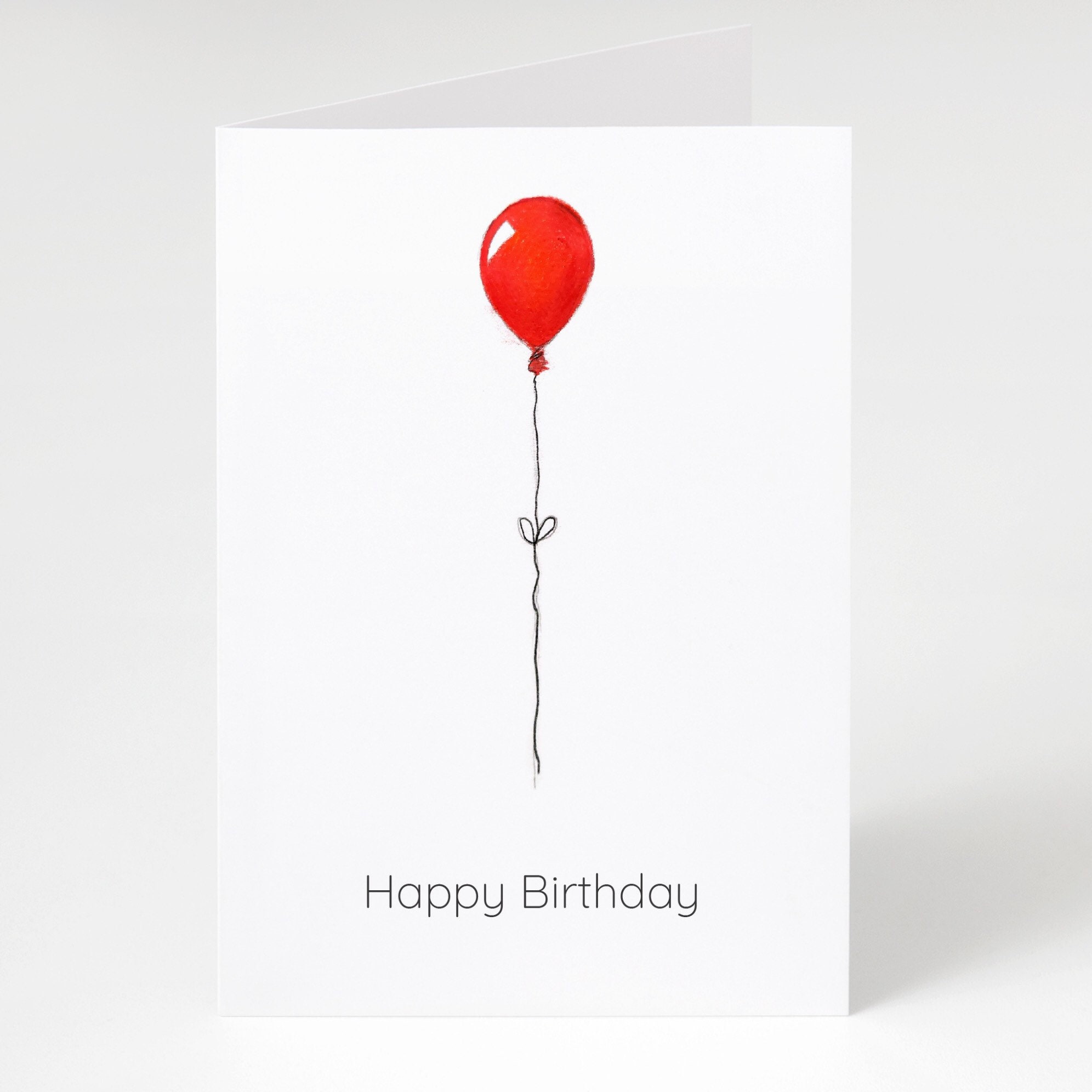 Happy Birthday Balloon Heart String Happy Birthday Card | Etsy