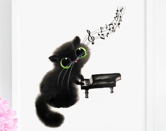 Music Appreciation 8 X 10 Cat Art Print Cat - Etsy