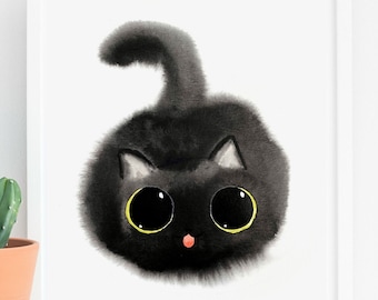 cute fluffy cat drawing