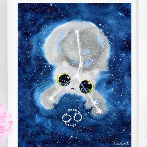 Zodiac Cancer Cat Art Print INSTANT DOWNLOAD Art Printable - Etsy