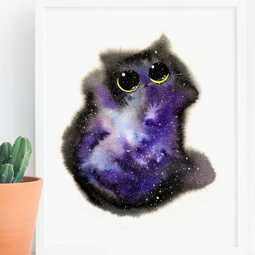 Nebula Cat Instant Download Art Printable Cat Lover Home | Etsy