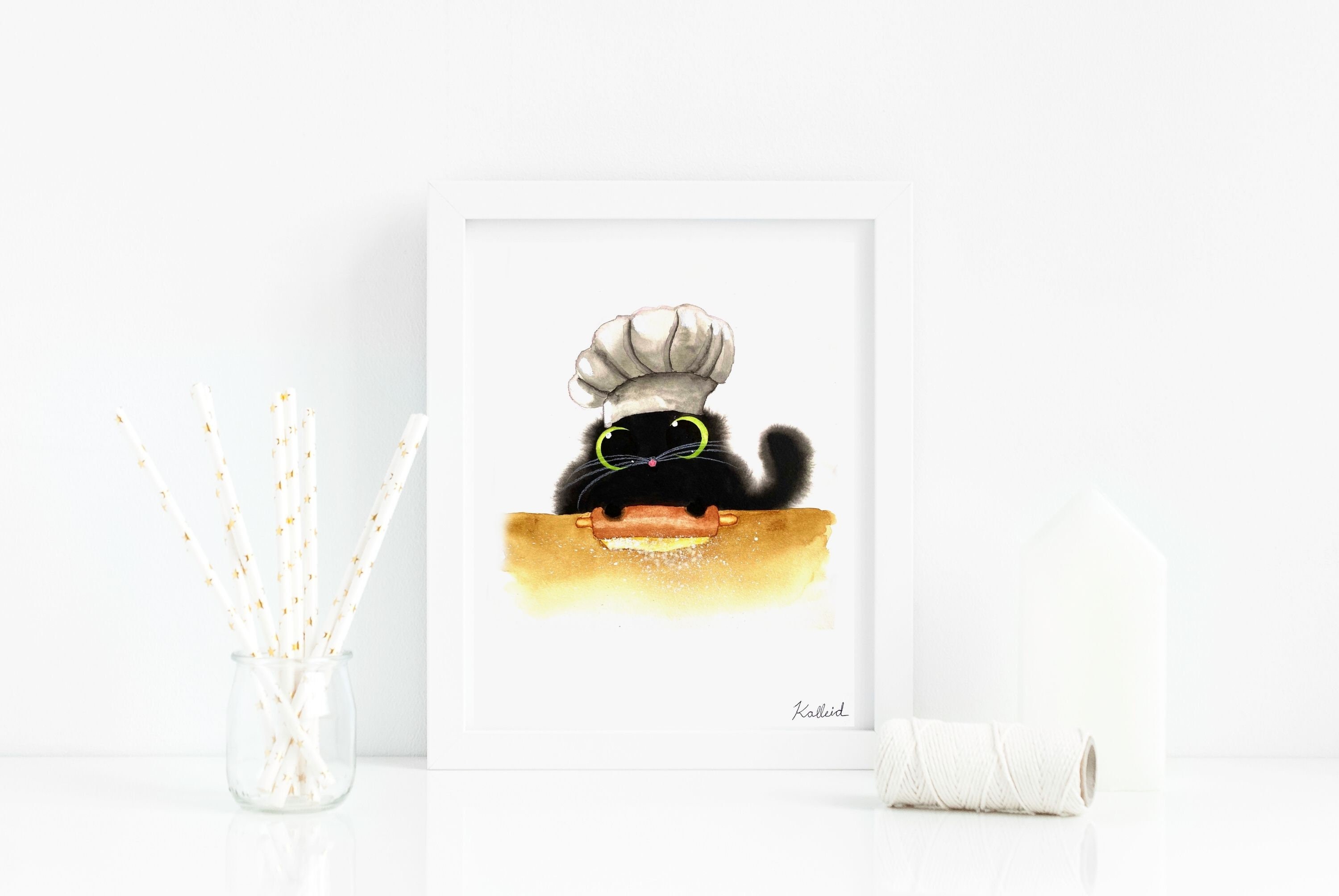 Chef Cat Art Print INSTANT DOWNLOAD Art Printable Cat Lover - Etsy