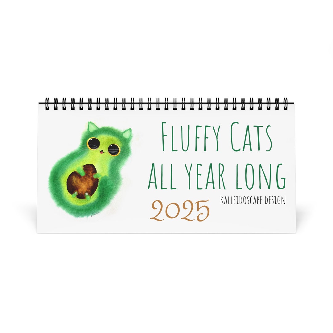 2025 Desktop Calendar Cute Watercolor Cats 12 Months of Adorable Cat ...