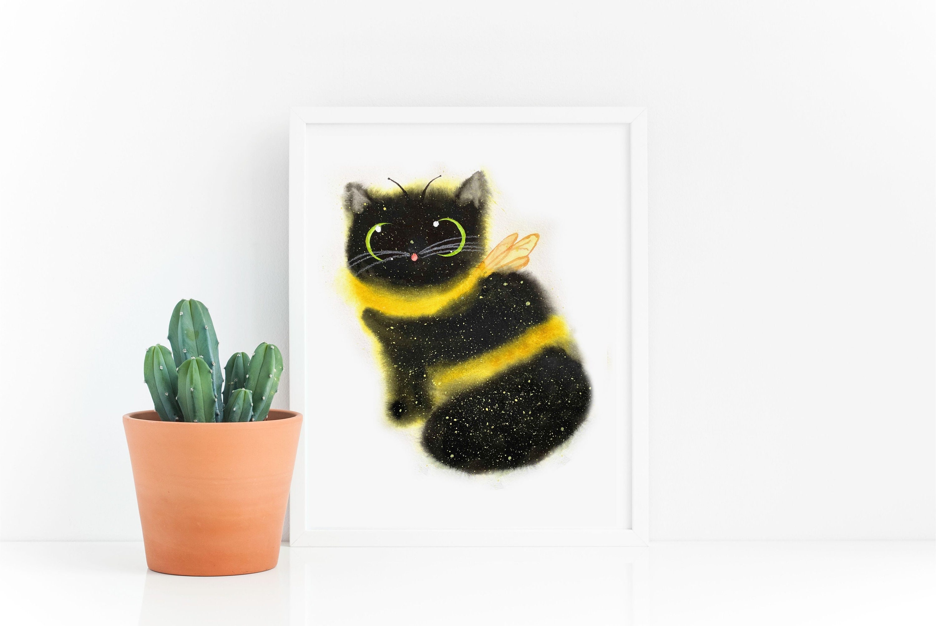 Cat Print Bumblebee Cat Art Print Instant Download Art - Etsy UK