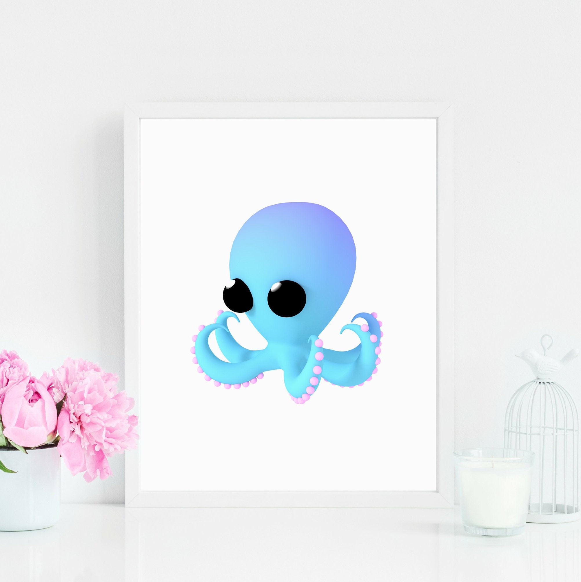 Octopus Print Ocean Nursery Print Nautical Print Kids Room | Etsy