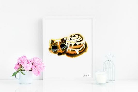 Cinnamon Roll Cat Art Print INSTANT DOWNLOAD Art Printable - Etsy Canada