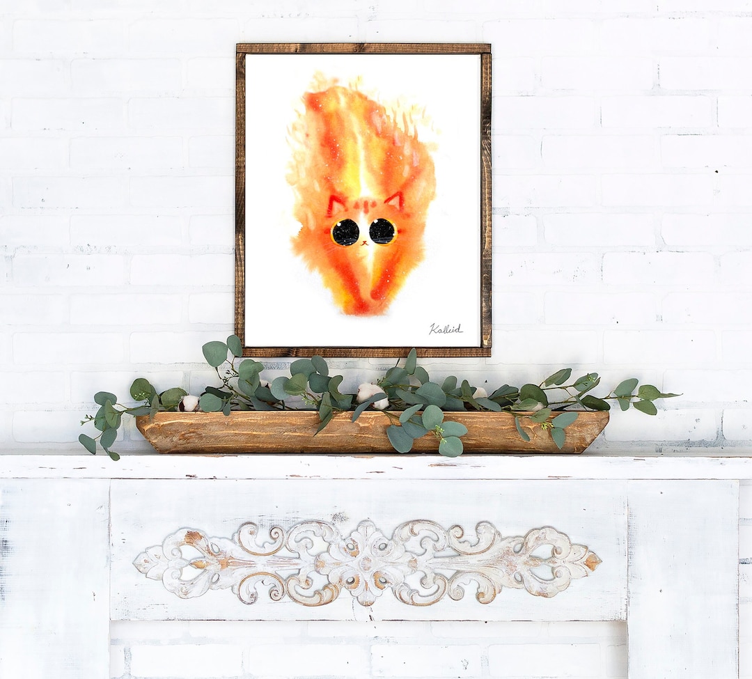 Orange Fire Cat Digital Download Instant Cat Art - Etsy