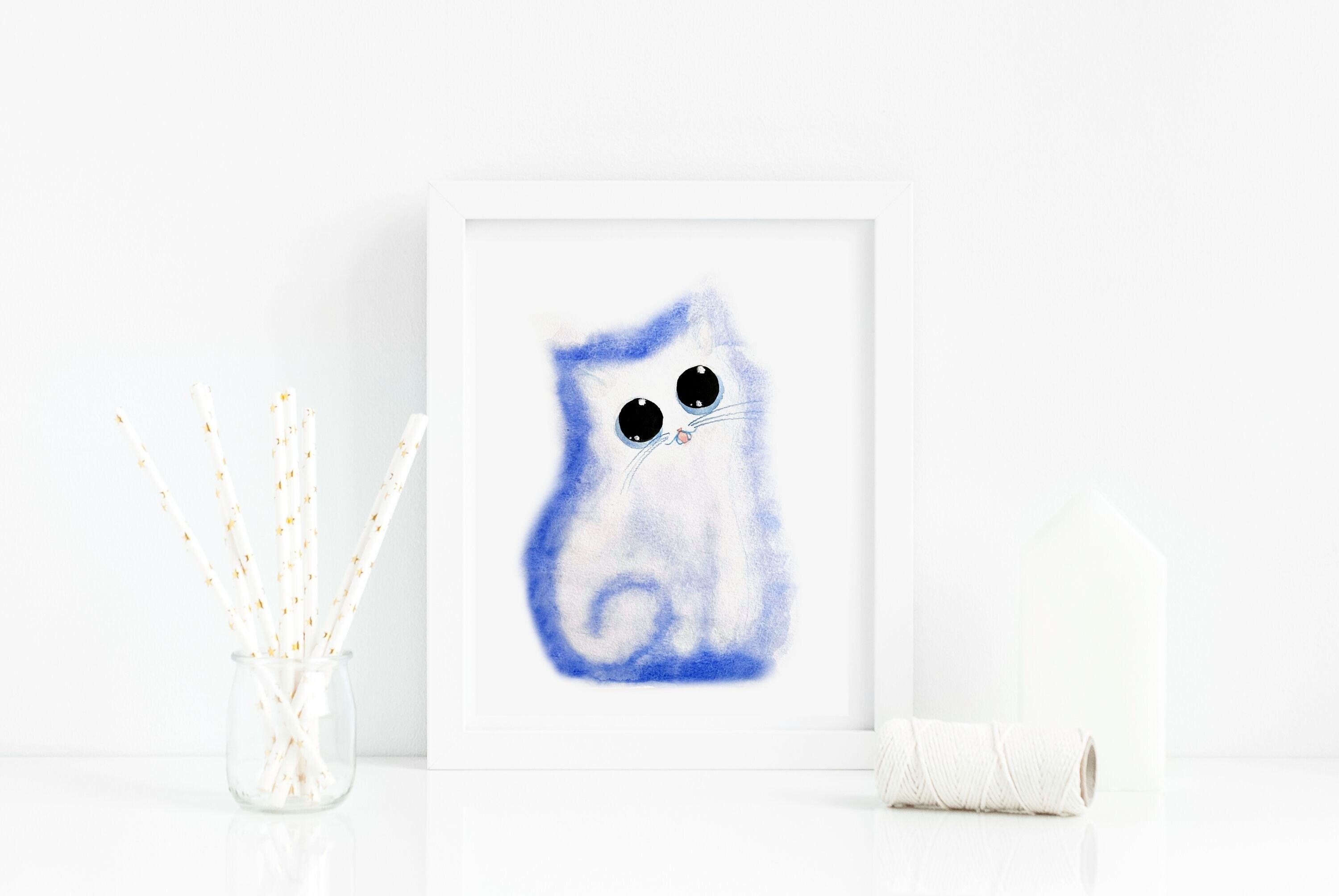 Snow White Kitty Cat Art Print Instant Download Art - Etsy