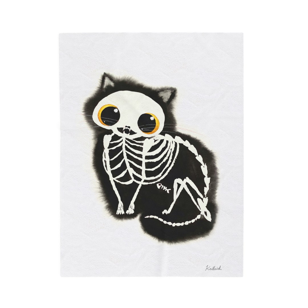 Cat Lover Gift, X-ray Skeleton Cat Book Blanket Velveteen Plush Blanket ...