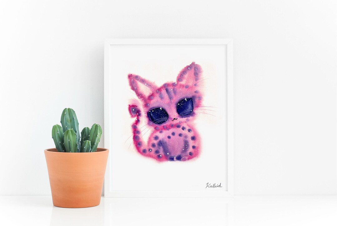 Alien Cat Art Print, INSTANT DOWNLOAD Art Printable, Cat Lover Decor - Etsy