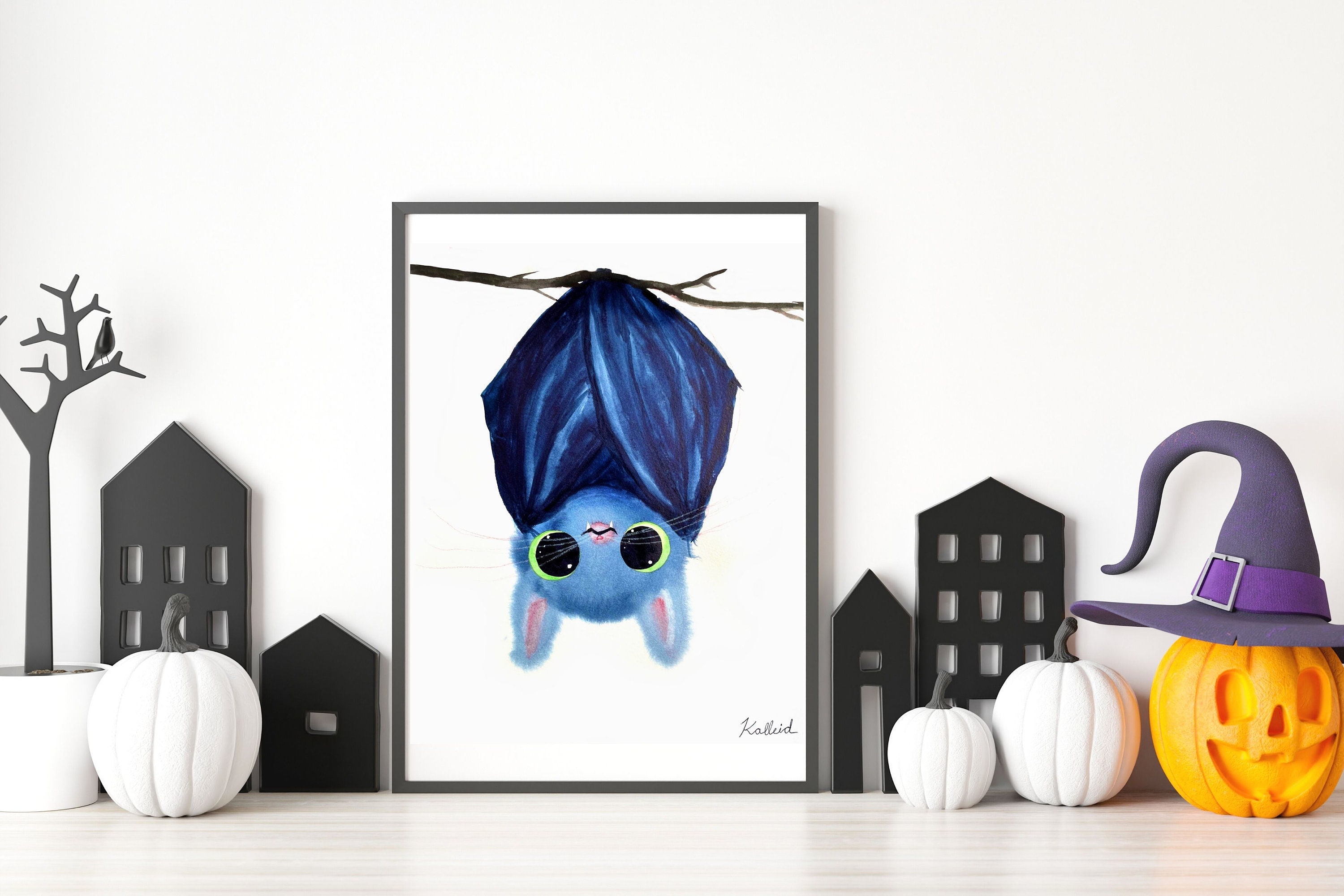 Hanging Bat Cat Art Print INSTANT DOWNLOAD Art Printable Cat - Etsy