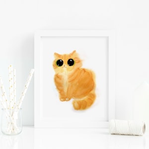 Orange Creamsicle Cat Art Print, Instant Download Cat Lover Art ...
