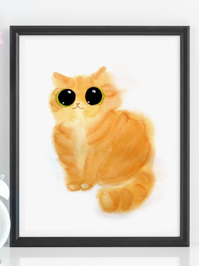 Orange Creamsicle Cat Art Print Instant Download Cat Lover | Etsy
