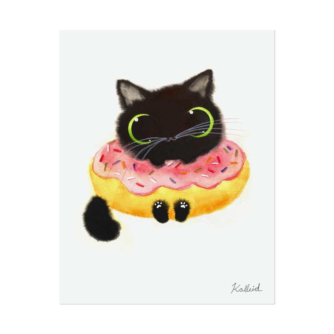 Pink Donut Cat Physical Print - Etsy
