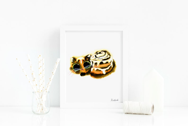 Cinnamon Roll Cat Art Print INSTANT DOWNLOAD Art Printable | Etsy