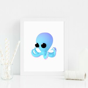 Octopus Print Ocean Nursery Print Nautical Print Kids Room | Etsy