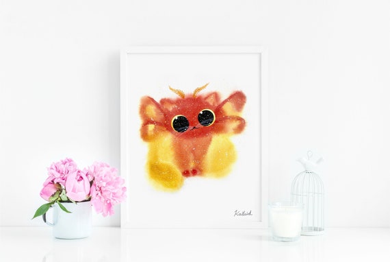 Moth Kitty Art Print Instant Download Art Printable Cat | Etsy