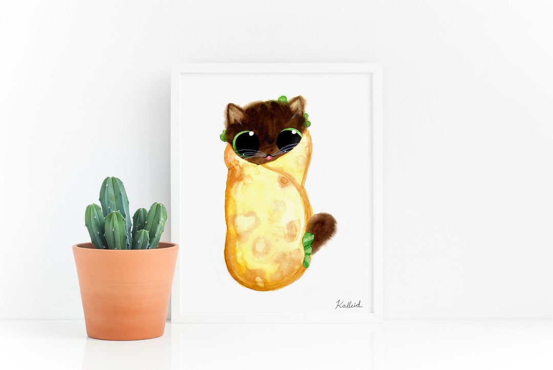 Purrito Cat Art Print, INSTANT DOWNLOAD Art Printable, Cat Lover ...