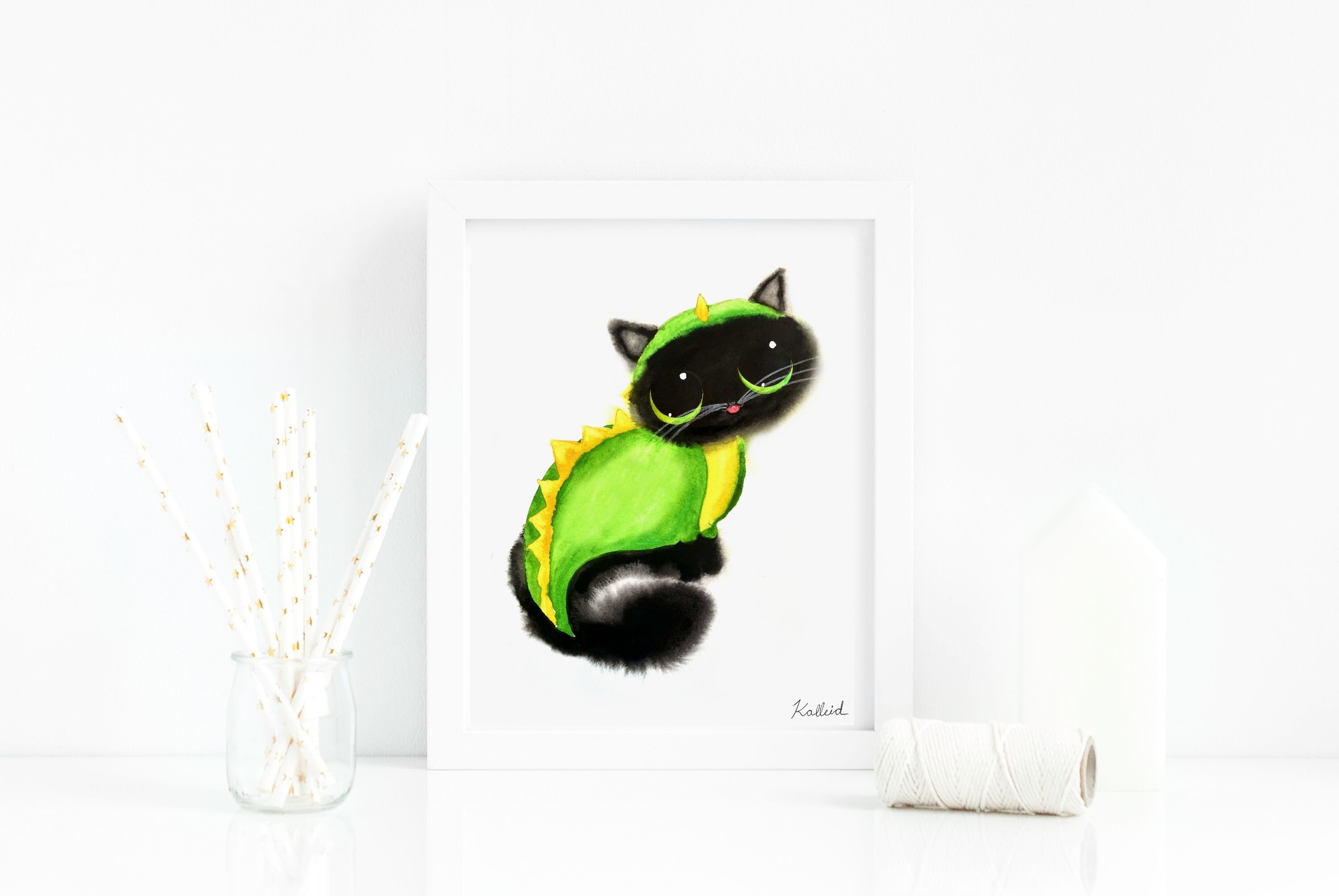 Dino Cat Art Print INSTANT DOWNLOAD Art Printable Nursery - Etsy